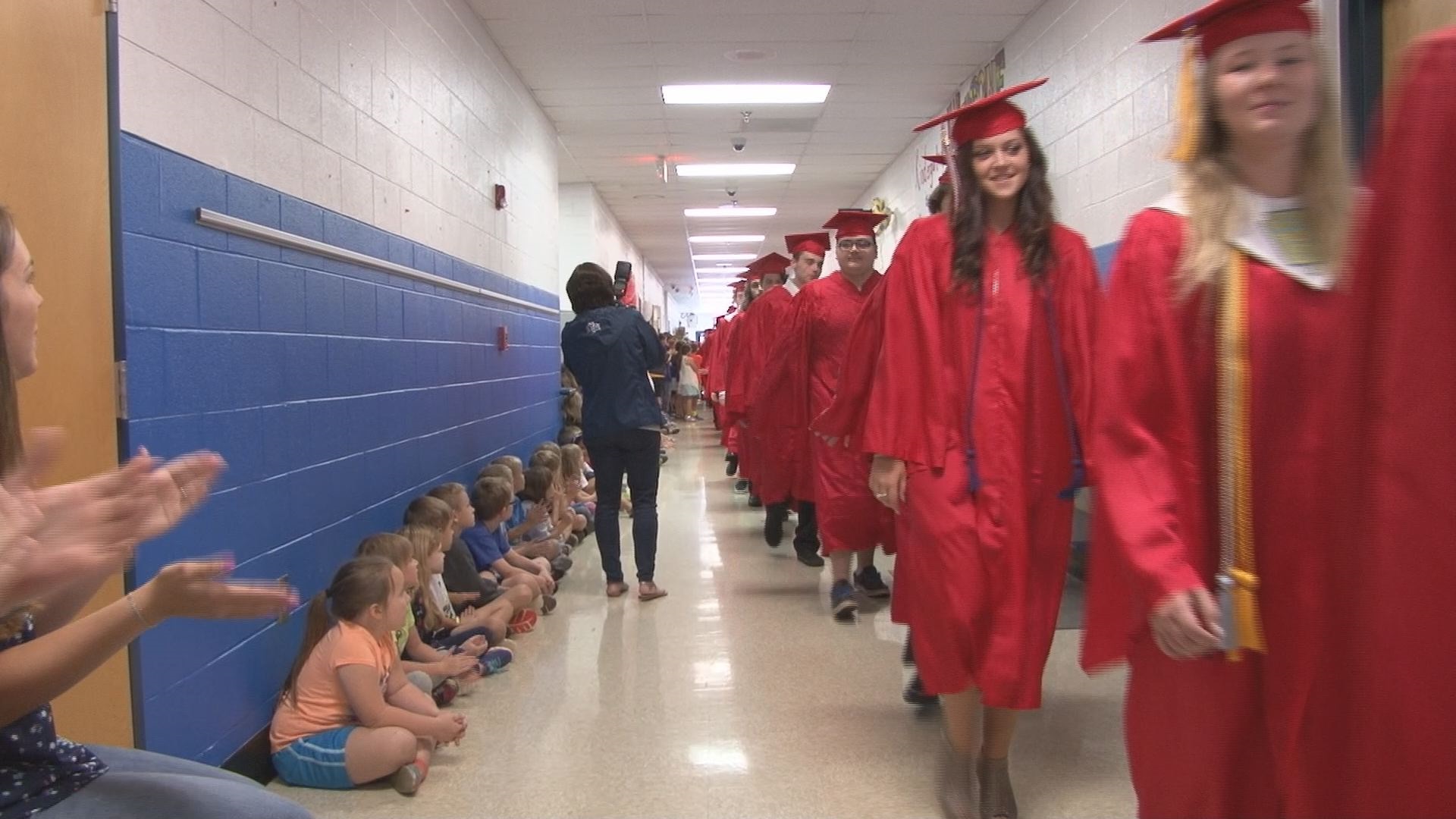 Halls students take "senior walk" through elementary school | wbir.com